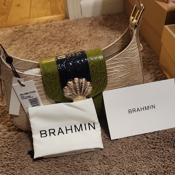 Brahmin | Bags | Reservedbrahmin Green And Blue Shoulder Bag With ...